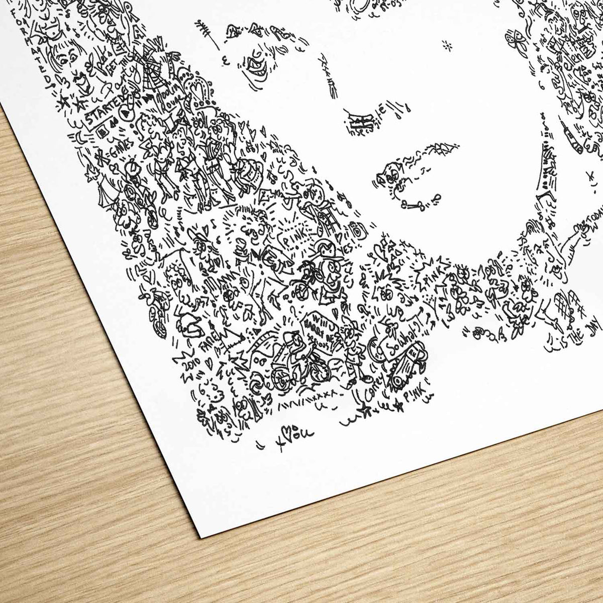 P!nK biography drawing art print in black and white – drawinside