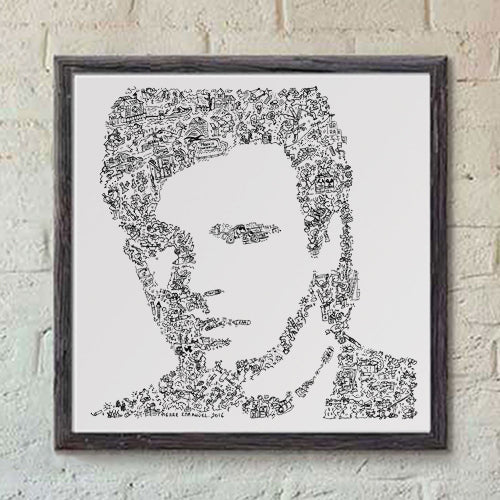 Macgyver print in black and white doodles portrait of Richard dean ...