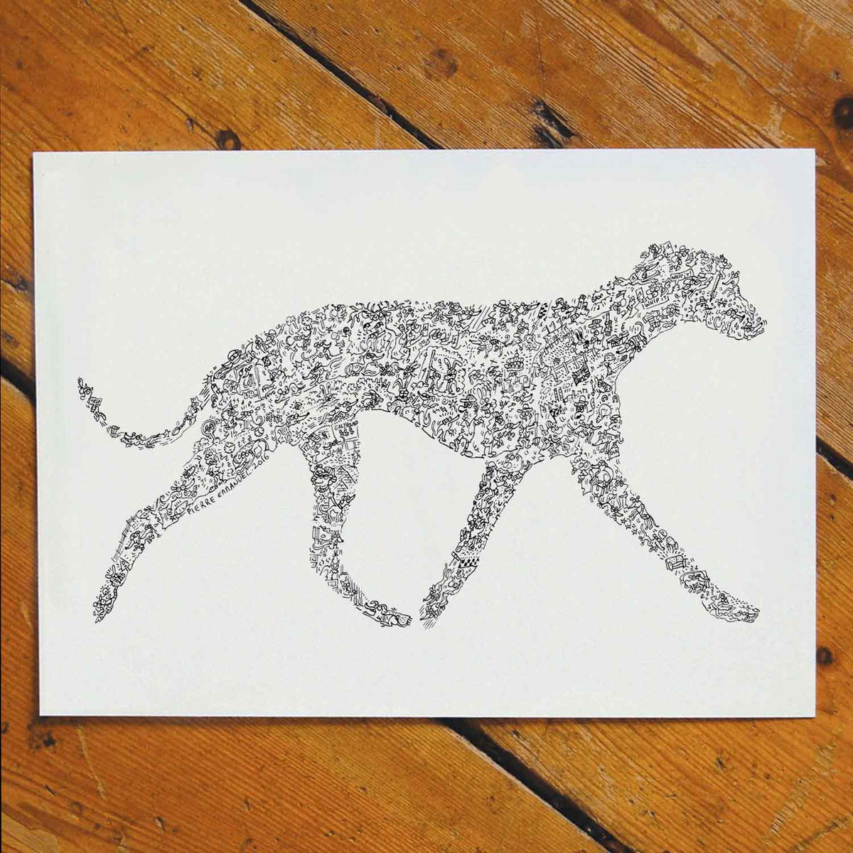 Whippet dog breed doodle artwork, Black and white european size easy to ...