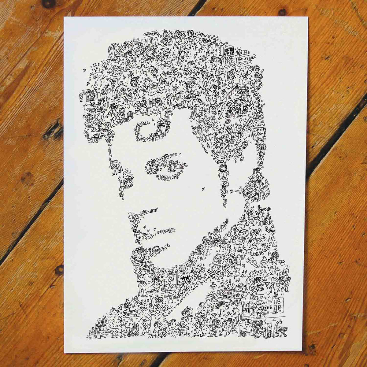 Prince ink drawing print of the kid of Minneapolis – drawinside