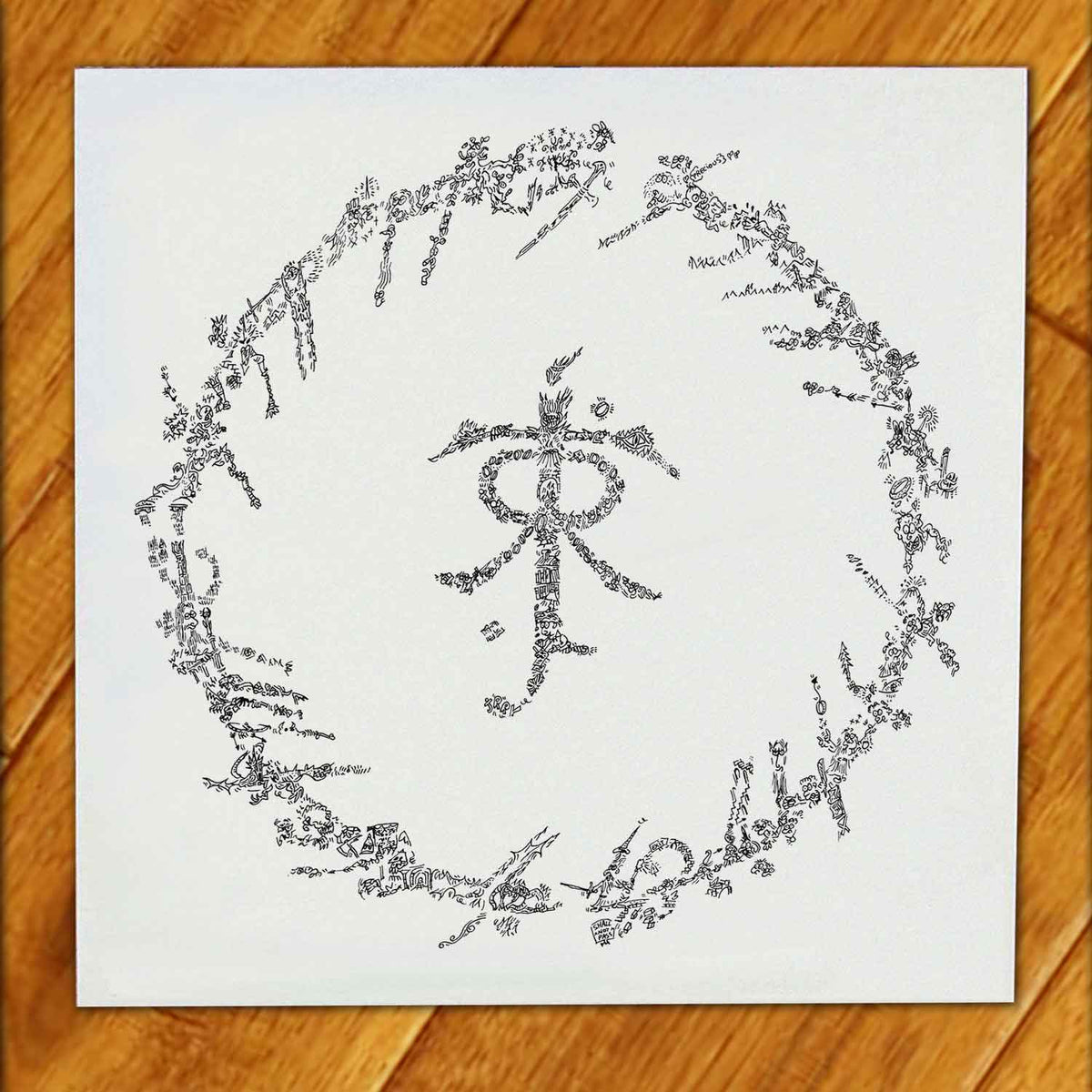 JRR Tolkien logo art print with lord of the ring drawings inside ...