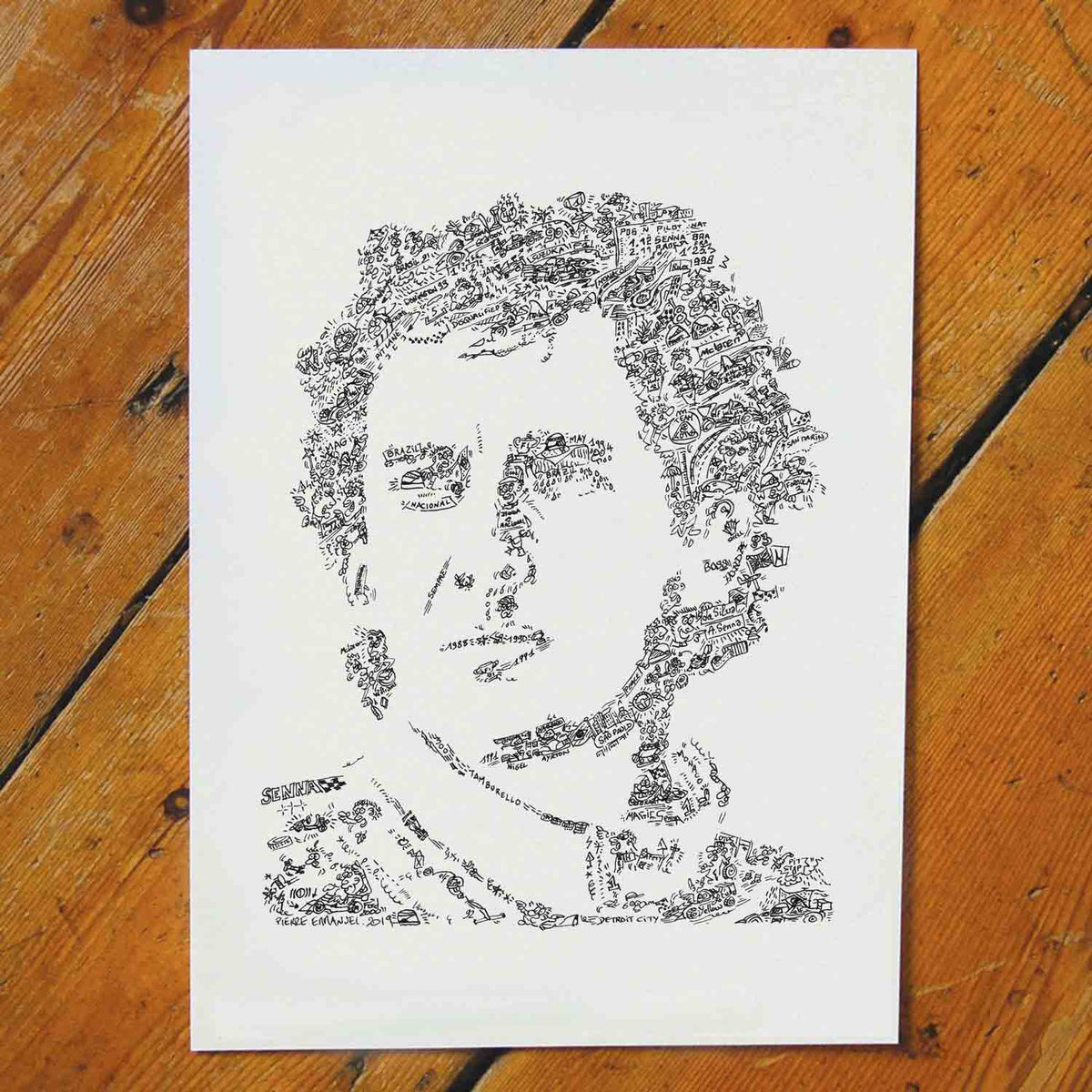 Ayrton Senna biography portrait - biography doodle art – drawinside