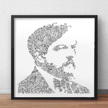 Claude Debussy print with biography doodles inside the portrait ...