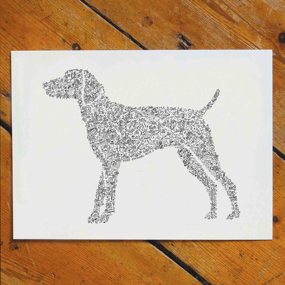 German Shorthaired Pointer GSP dog art print with doodles breed ...