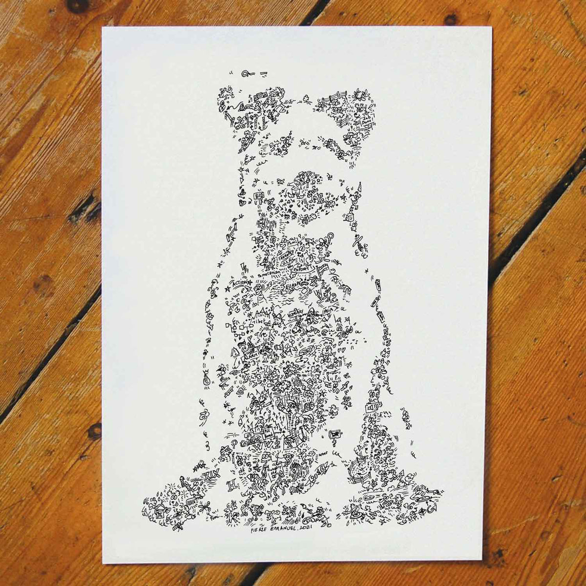 Pumi art print | cartoon drawing caracteristics of the hungarian breed ...