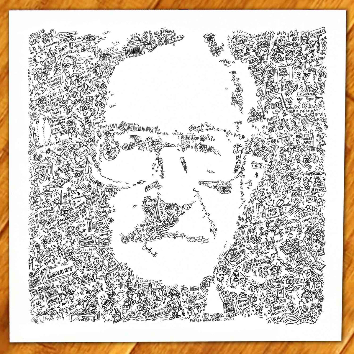Noam Chomsky poster | biography drawing – drawinside