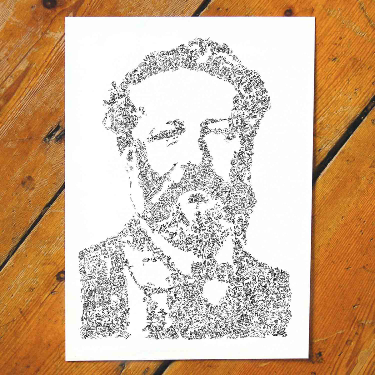 Jules Verne biography portrait – drawinside