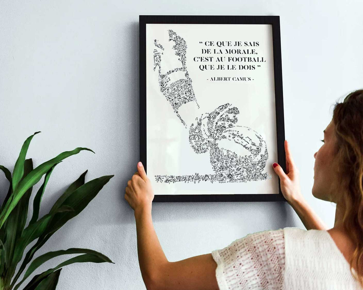 albert Camus quote - football art print illustration – drawinside