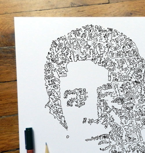 Lou Reed ink drawing - biography art portrait – drawinside