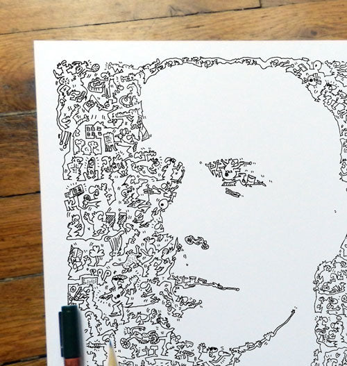 Larry Mullen Jr print- U2 hand draw doodle art – drawinside