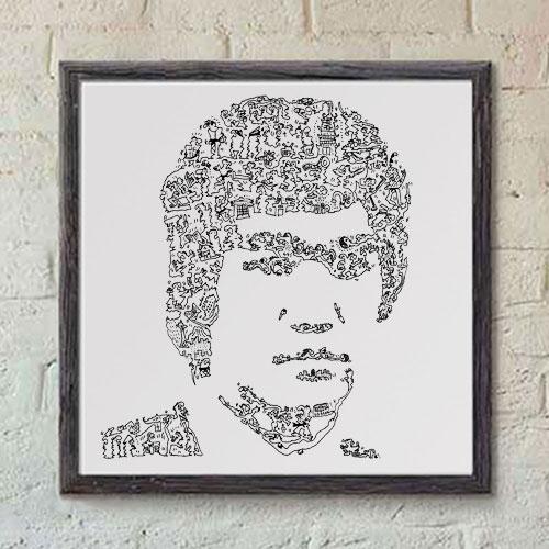 Bruce Lee print ink drawing with doodles – drawinside