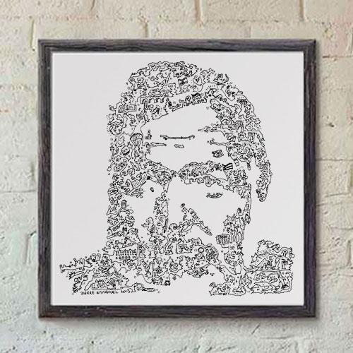 Ernest Hemingway poster biography drawing – drawinside