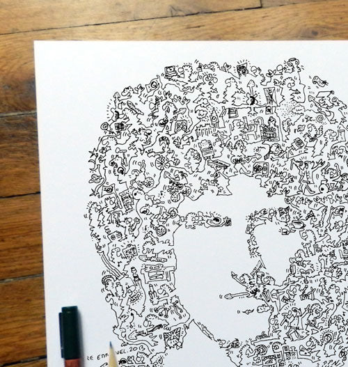 Brian May ink drawing - doodle art poster – drawinside