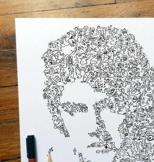 Roger Taylor print with doodles and ink on paper - Queen band poster ...