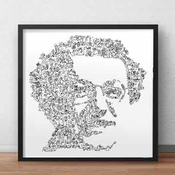 Coluche poster french humorist drawing portrait – drawinside