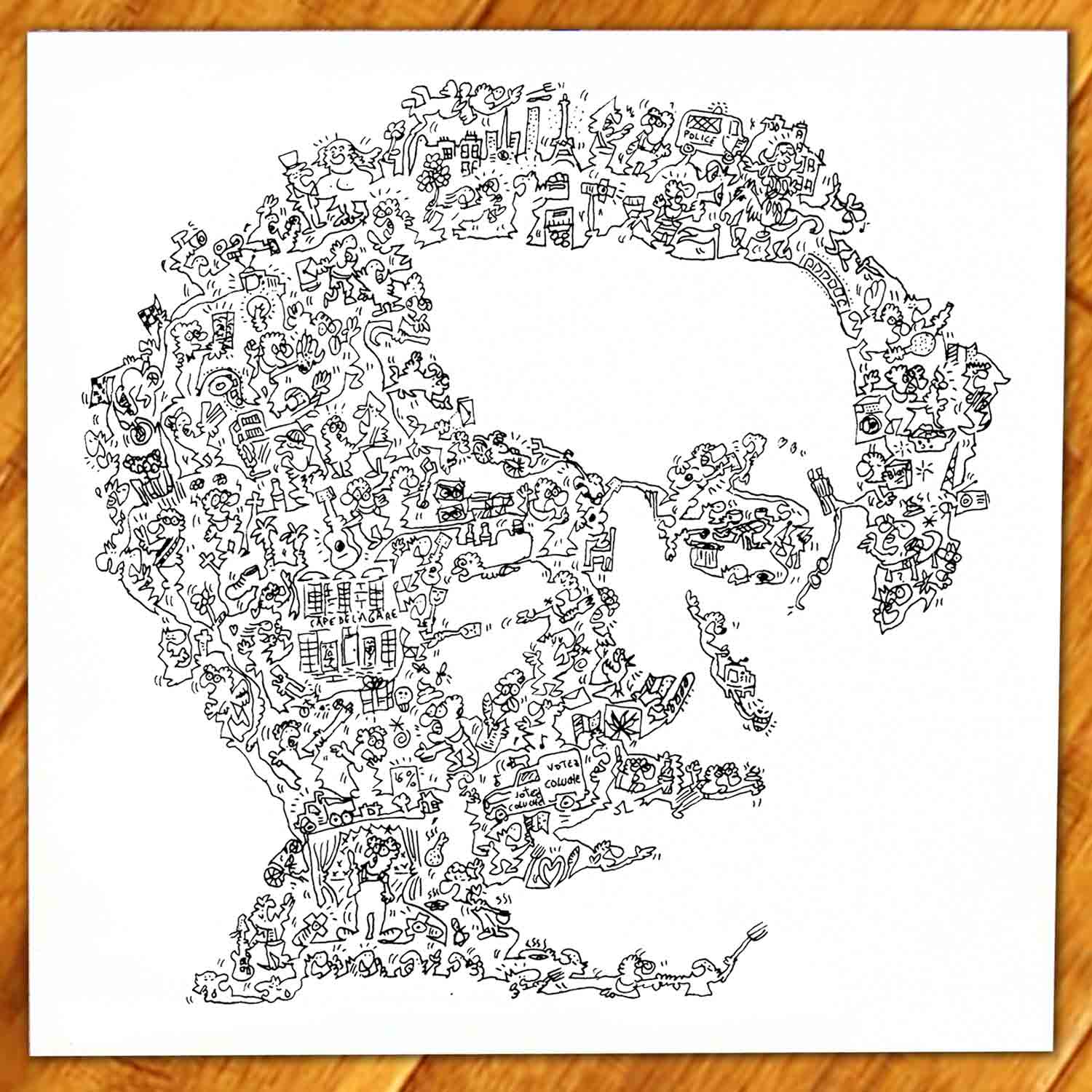 Coluche poster french humorist drawing portrait – drawinside