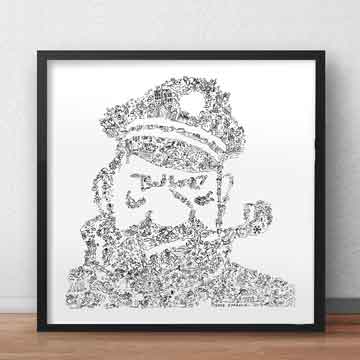 Captain Haddock poster | ink drawing with doodles and fun facts ...